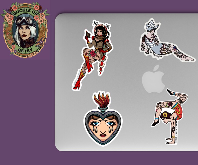 Vintage Tattoo Stickers, Retro Pinup Vinyl Decal, Old School Tattoo Art ...