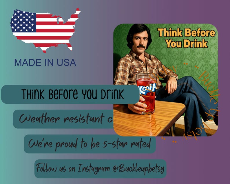 Anti-maga Think Before You Drink Vinyl Sticker: 70s Retro ANTIFA Guy ...