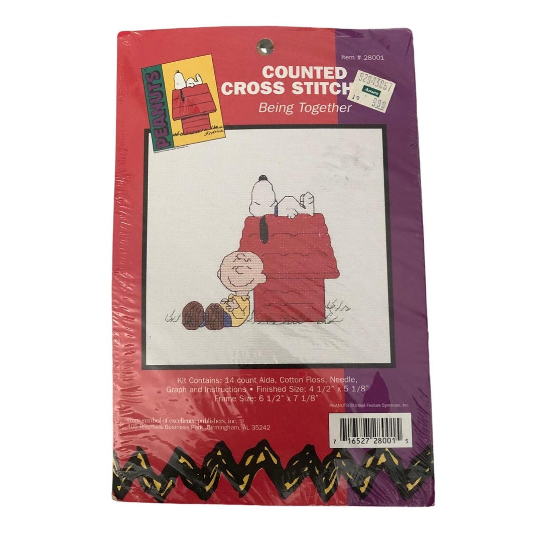 Peanuts Cross Stitch Kit 6x7 NEW Being Together Charlie Brown Snoopy ...