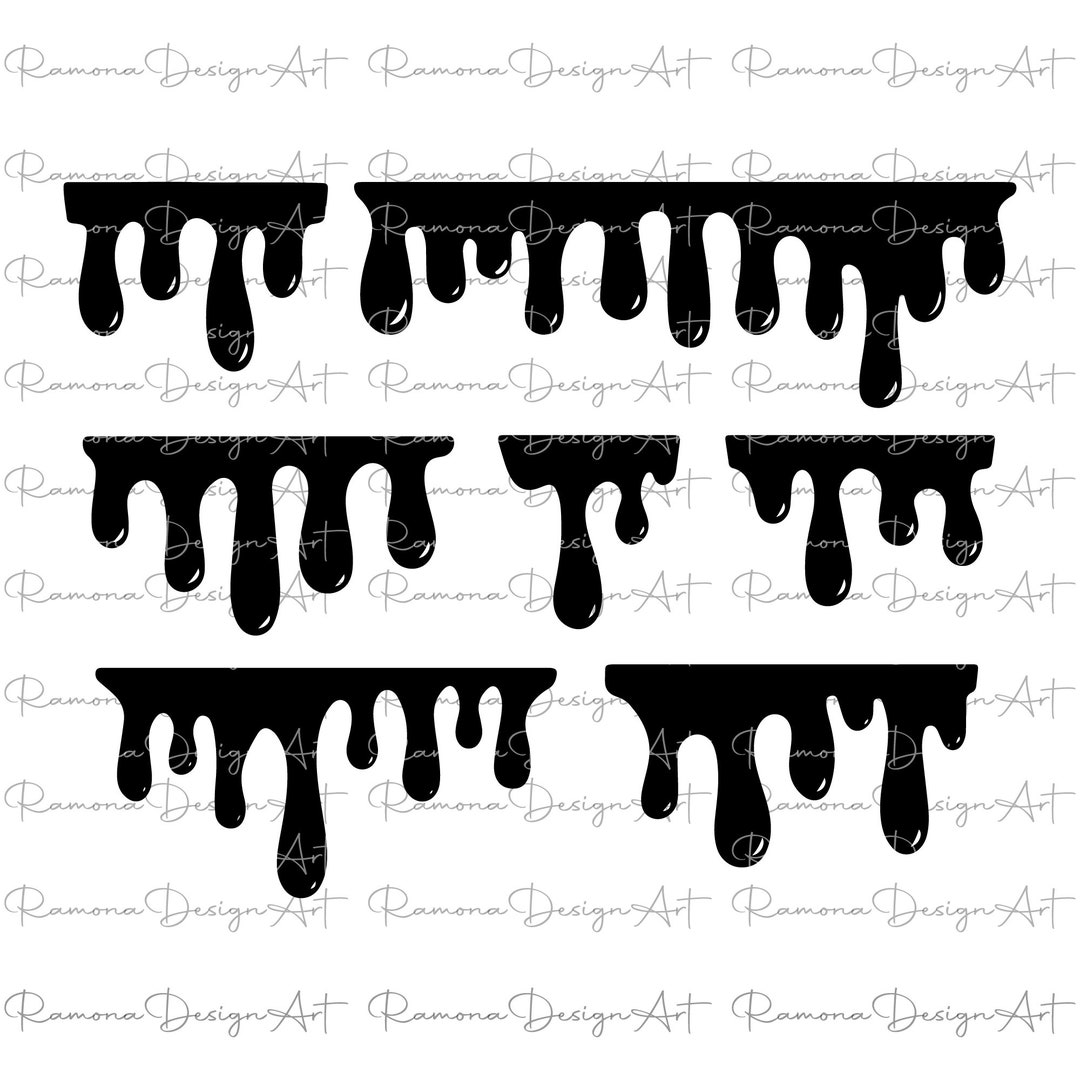 Dripping Borders SVG Clipart, Chocolate Paint Drip Silhouette (digital ...