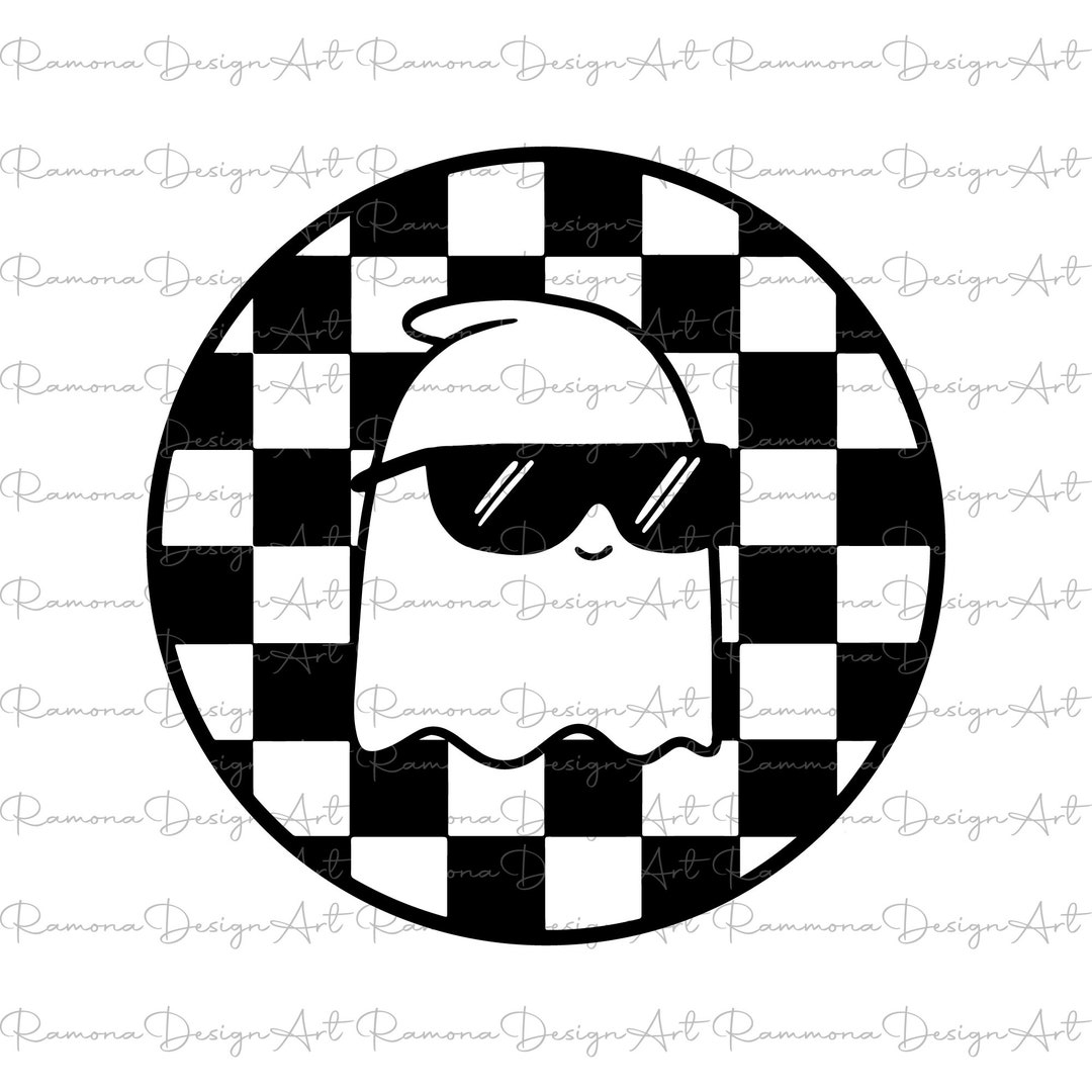 Cool Ghost SVG, Halloween Svg, Checker Background Svg, Happy Halloween ...