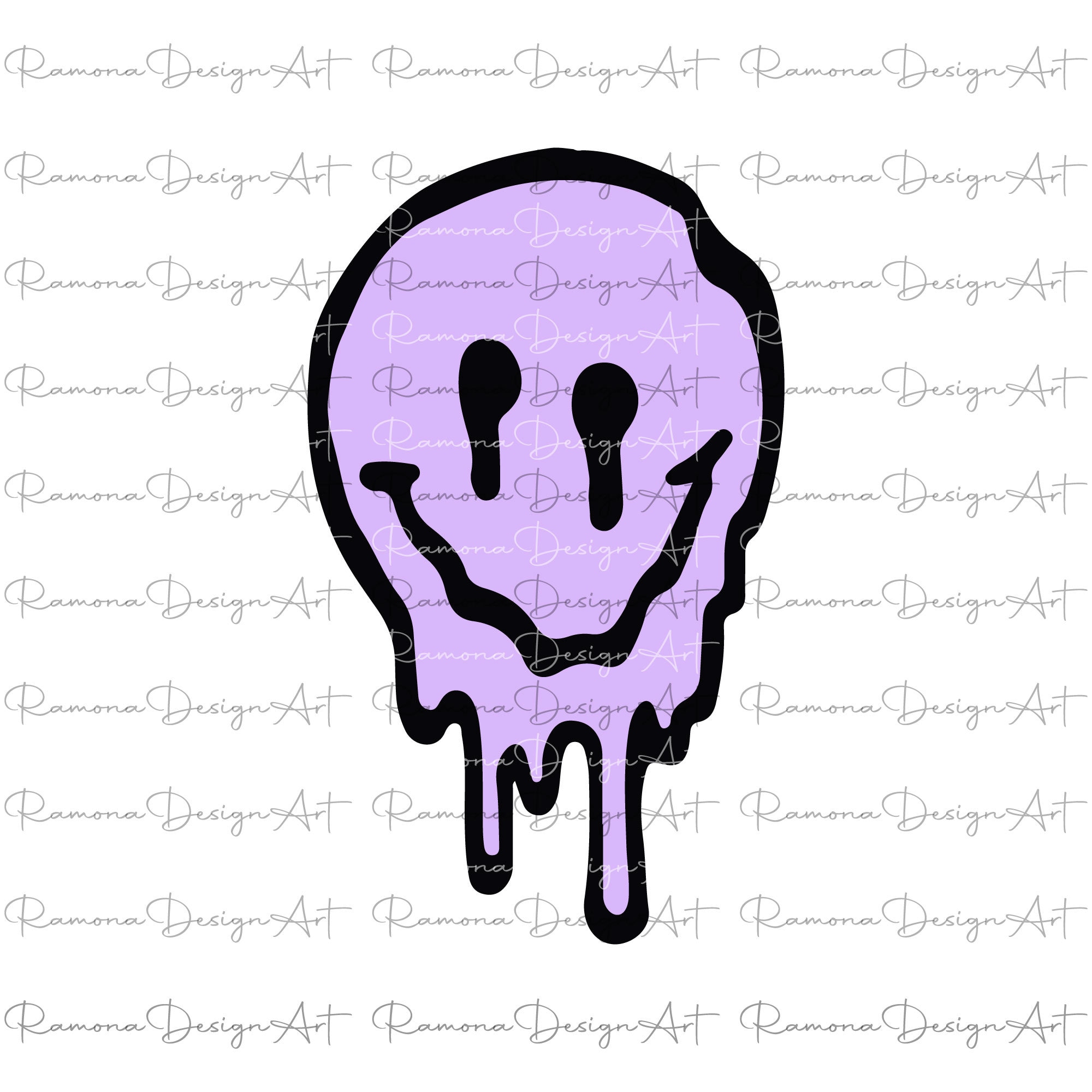 Purple Melted Face SVG, Happy Face Drip, Retro, Good Vibes, Face ...