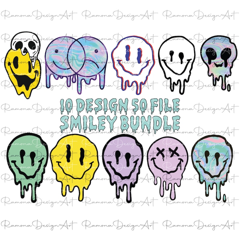 Melted Face SVG Happy Face Drip Retro Good Vibes Face - Etsy