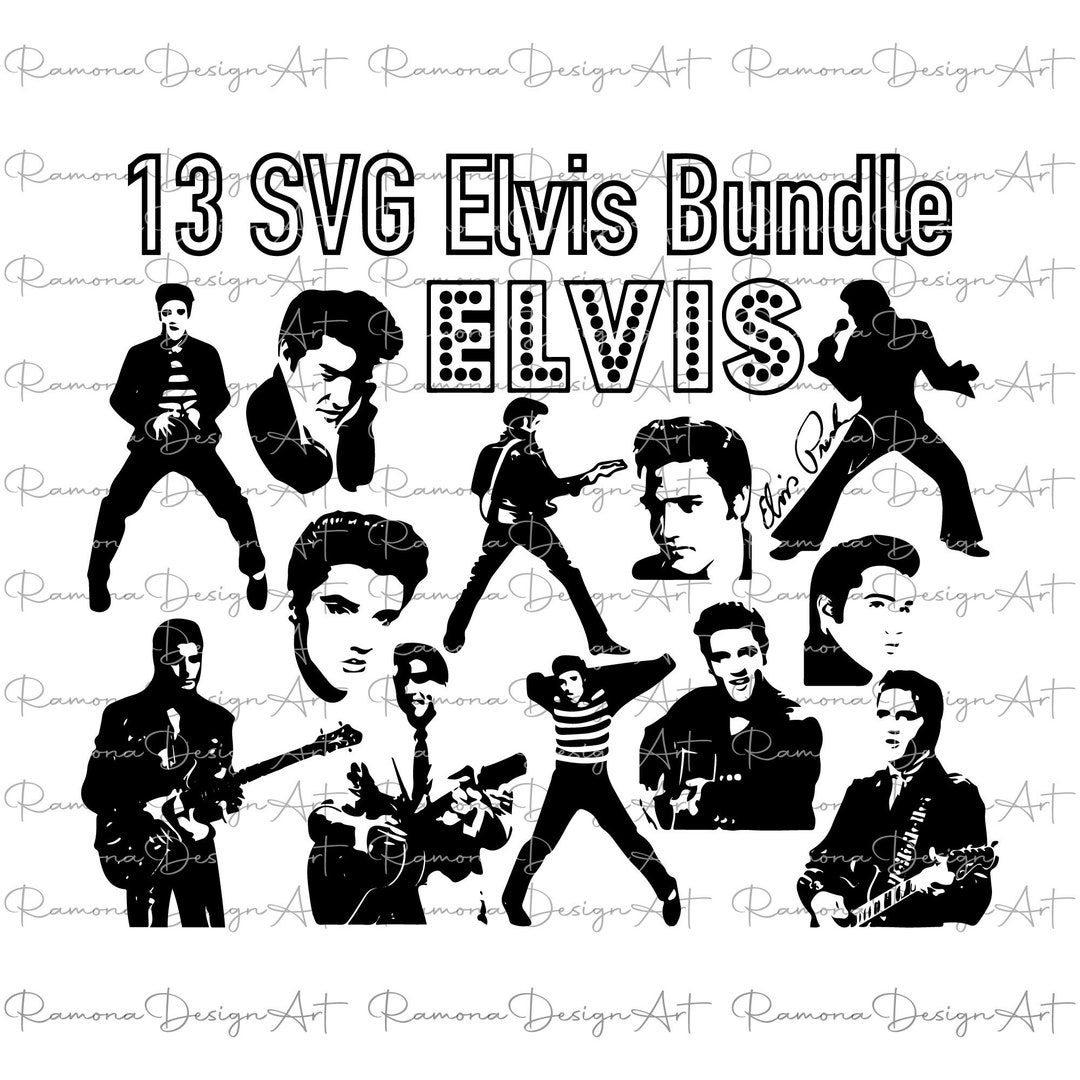 13 SVG Cut Files, Instant Download, Printable Vector Clip Arts, Elvis ...