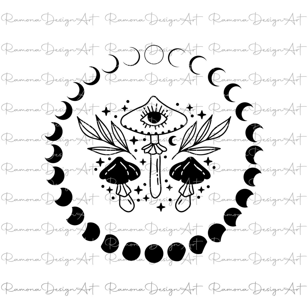 Moon Mushroom SVG, Boho Floral Moon Cut File for Cricut Silhouette ...