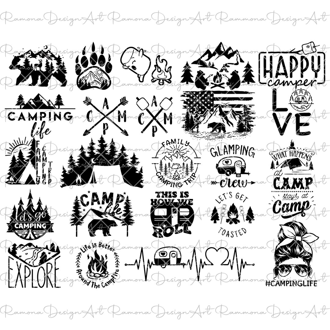 Camping Bundle SVG - Camping SVG - Camping Silhouette - Camp Life SVG ...