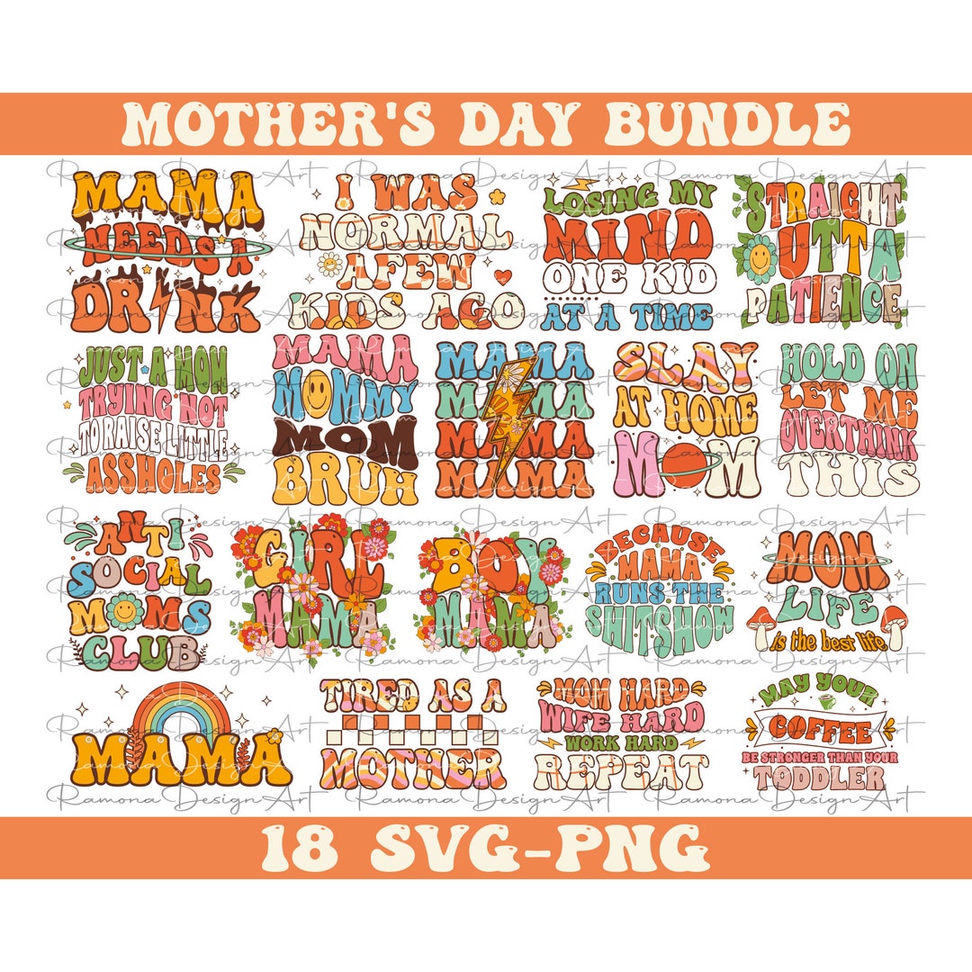 Retro Mom SVG Bundle, Mother's Day Shirt Graphics (digital Files) - Etsy