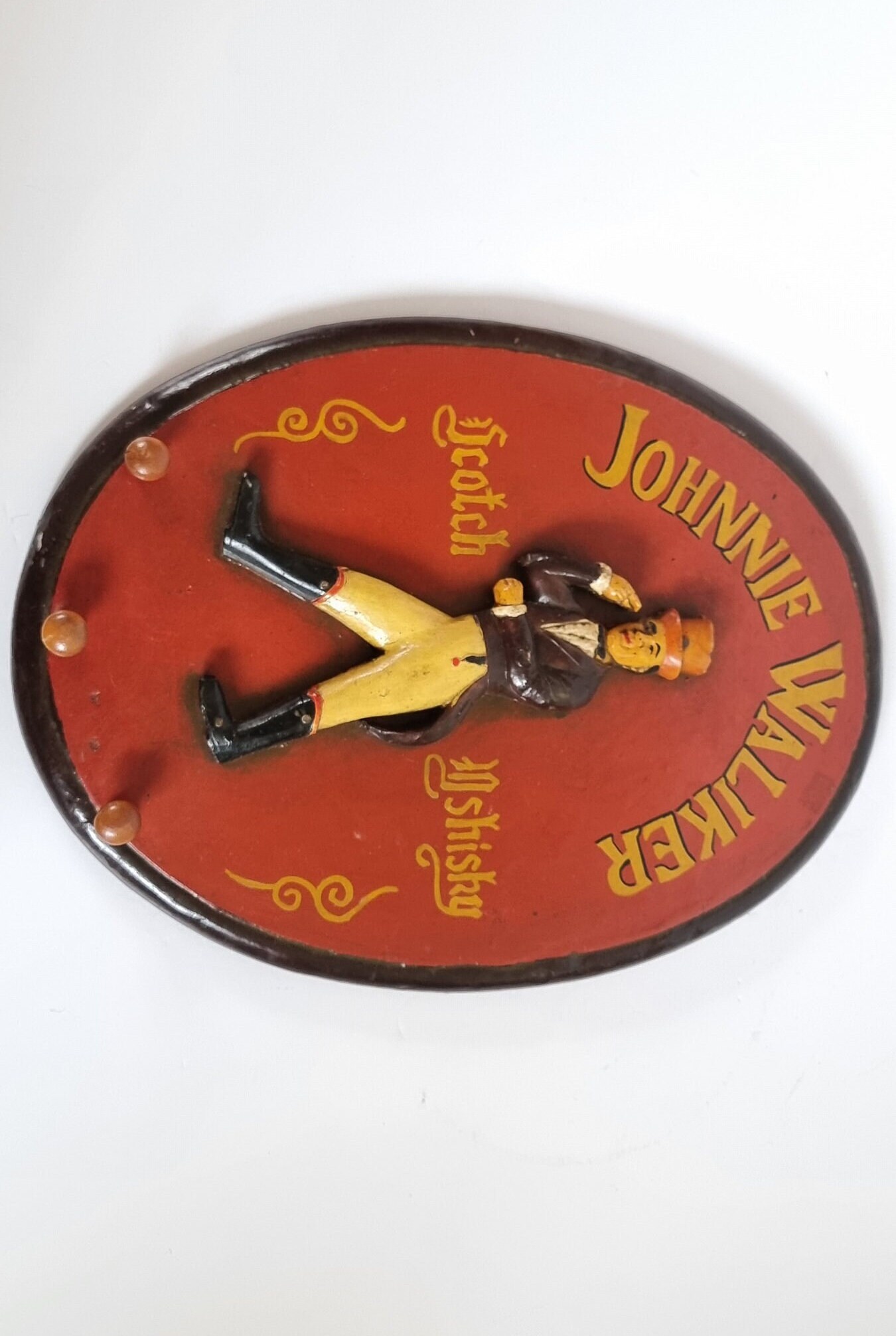 Rare Vintage Johnnie Walker Scotch Whiskey Painted Wood Coat Keys Rack ...