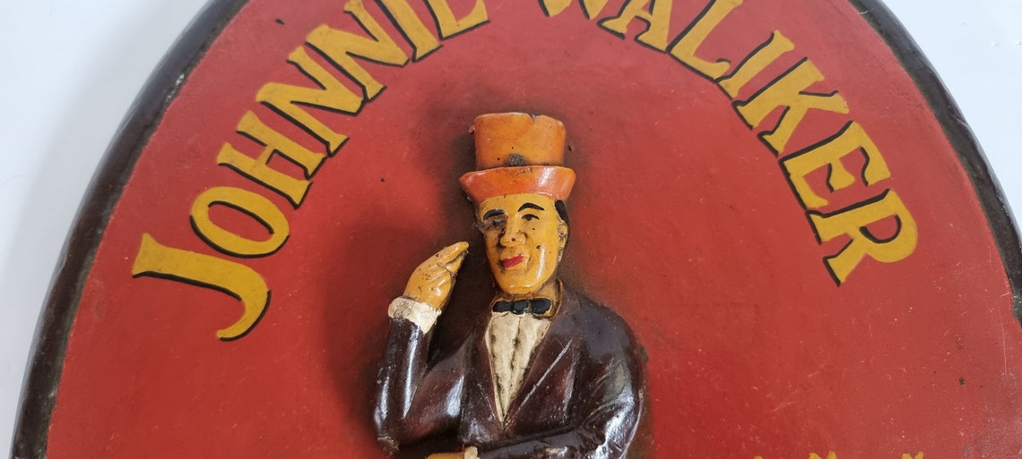 Rare Vintage Johnnie Walker Scotch Whiskey Painted Wood Coat Keys Rack ...