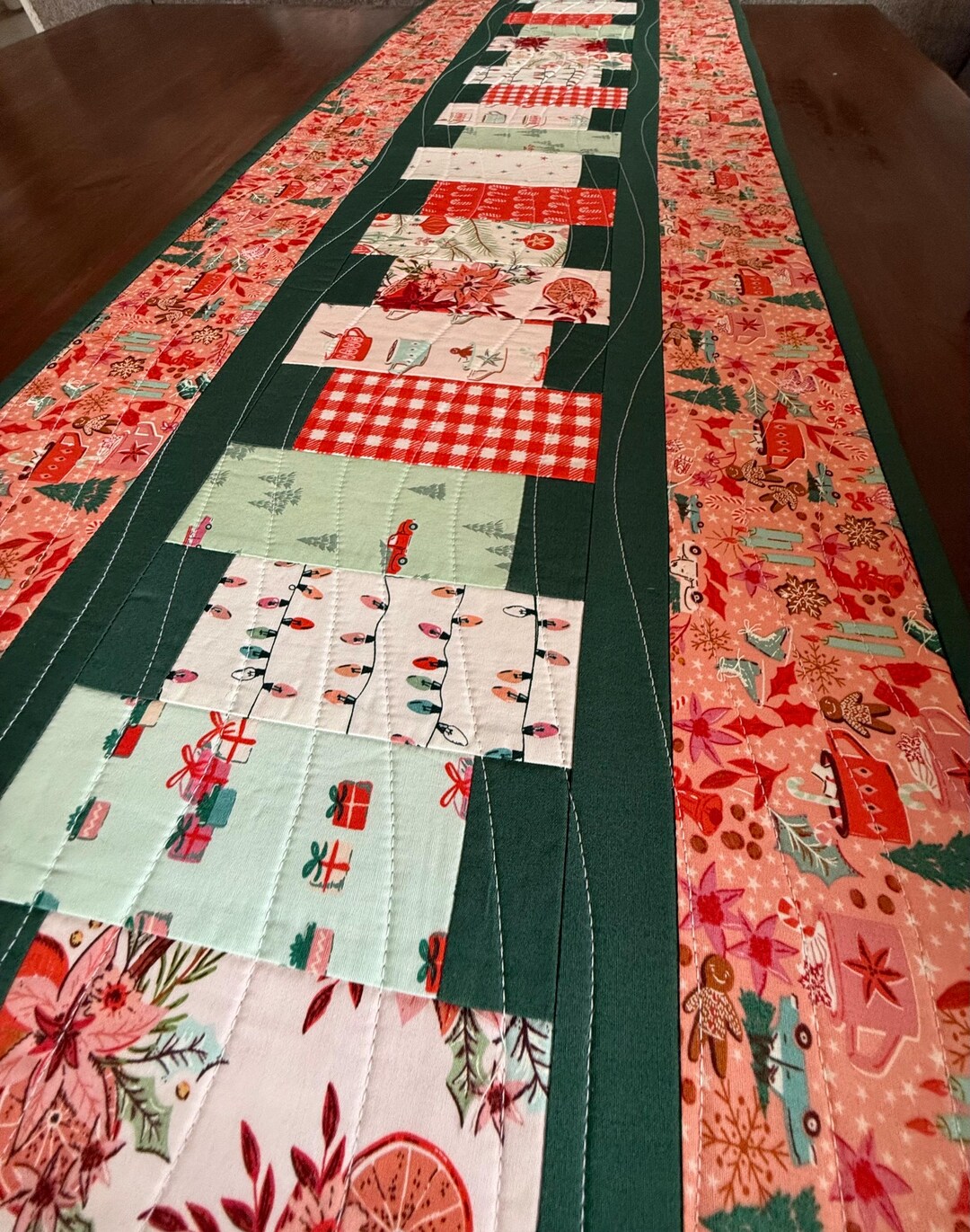Christmas Table Runner | Holiday Theme Runner | Quilted Runner | Table ...