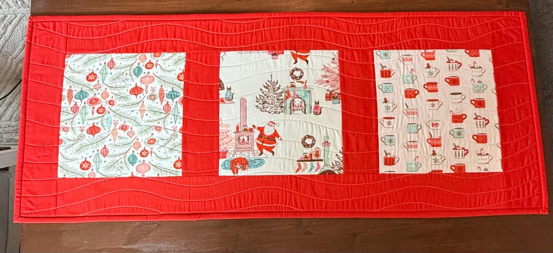 Christmas Table Runner | Holiday Theme Runner | Quilted Runner | Table ...