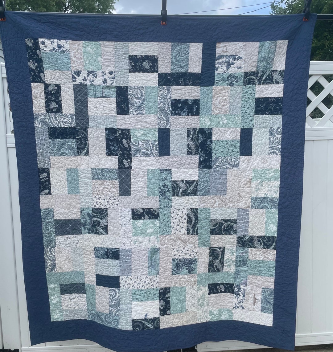 Blue and Paisleyquilt | Modern Quilt | Handmade Blanket | Snuggly Quilt ...