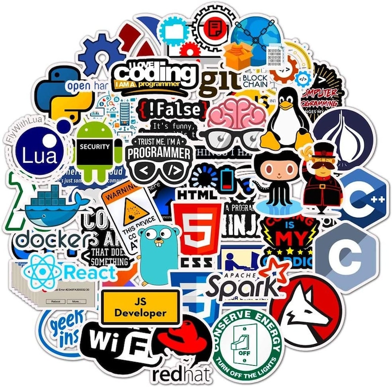 Set of 50 Programming Stickers for Developers, Hackers, Geeks and ...