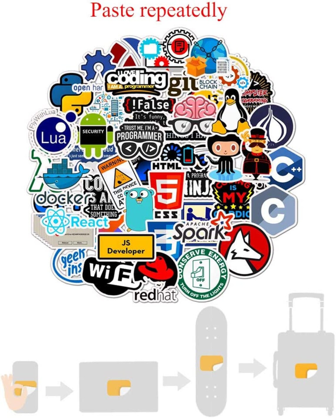 Set of 100 Programming Stickers for Developer, Includes R, C ++, Python, Linux, Swift | Stickers ...