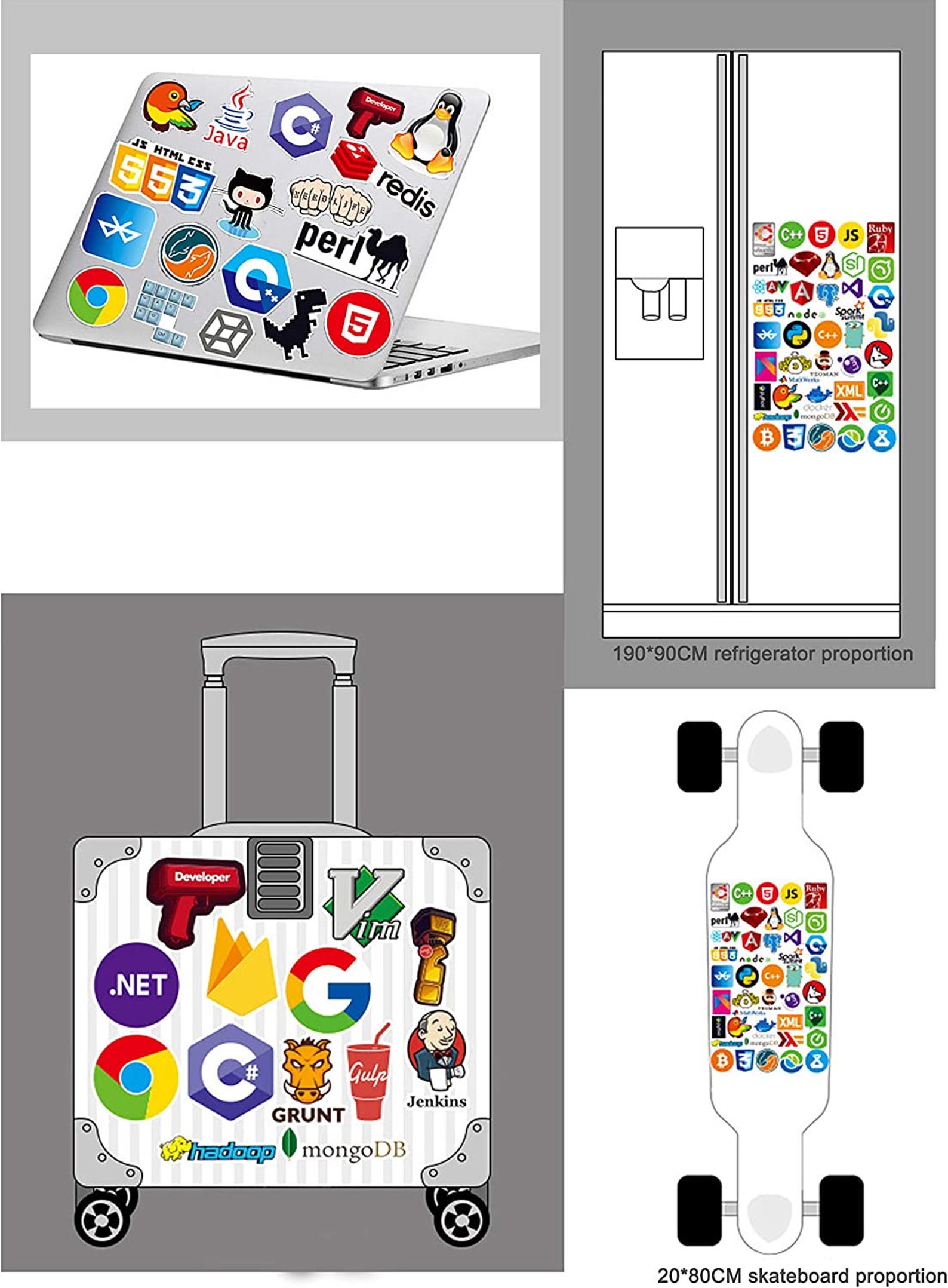 Set of 100 Programming Stickers for Developer, Includes R, C ++, Python, Linux, Swift | Stickers ...