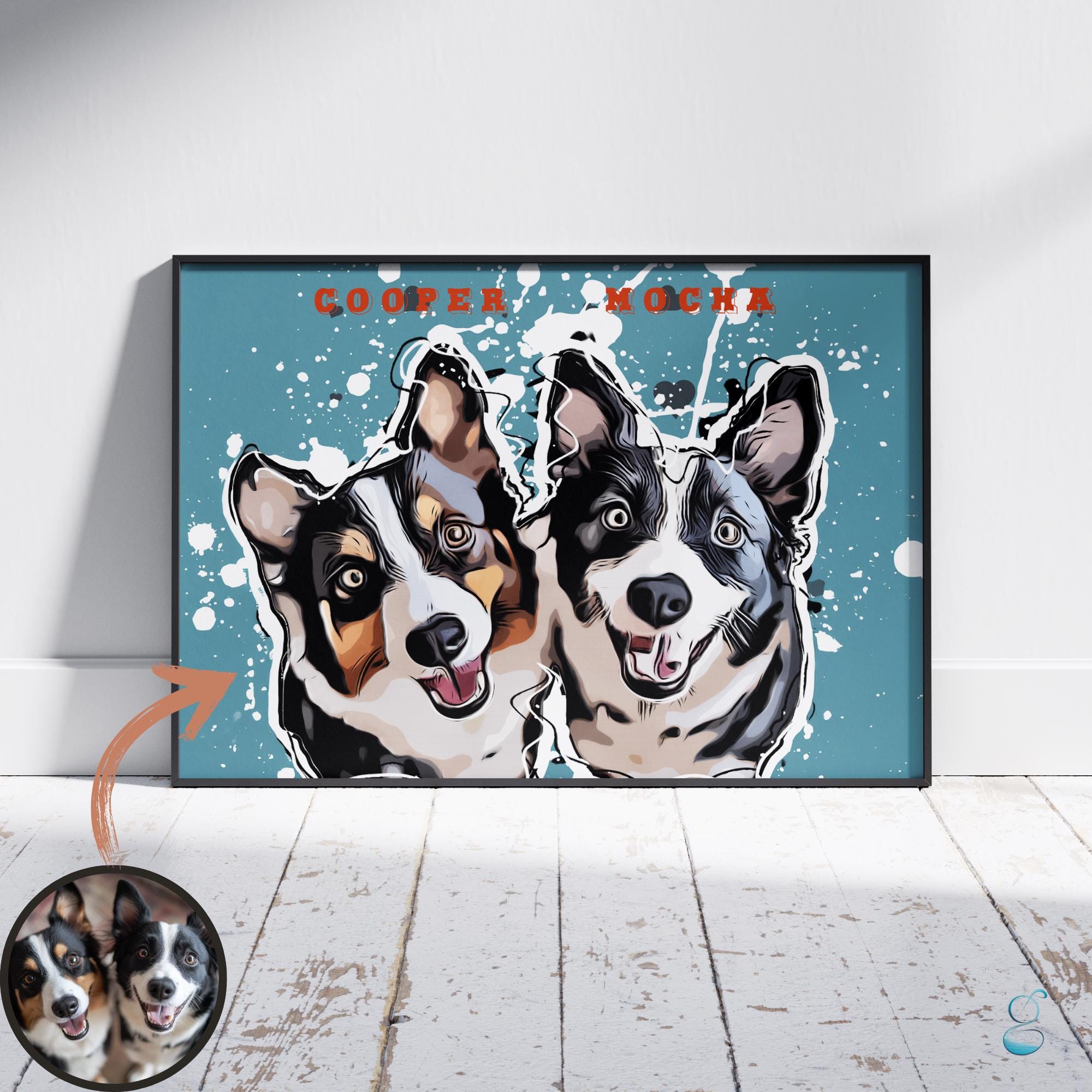 Custom Two Pet Portraits, Pet Illustration, Personalized Pet Portraits ...
