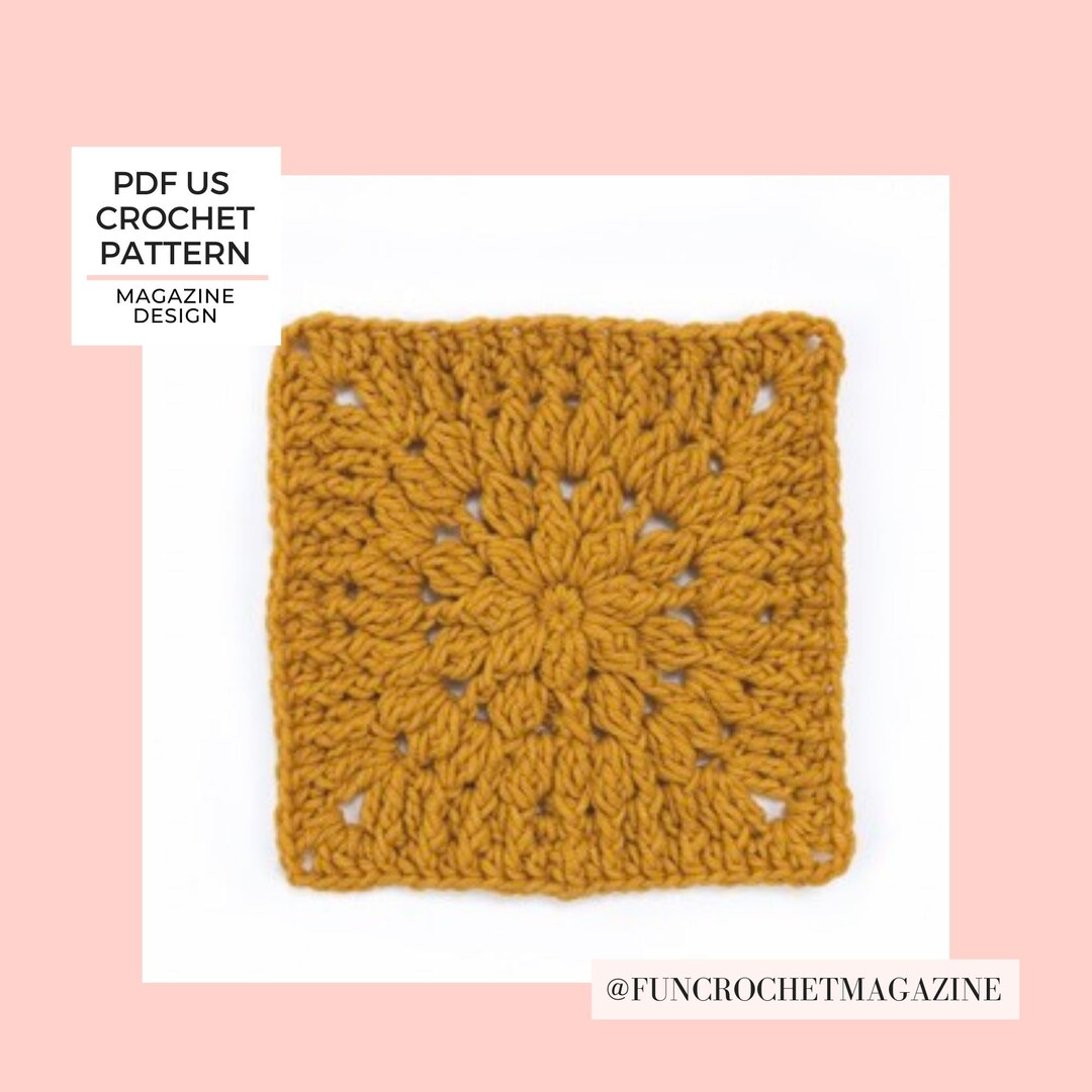 Crochet Pattern Yellow Granny Square With Flower Coaster Pot - Etsy ...