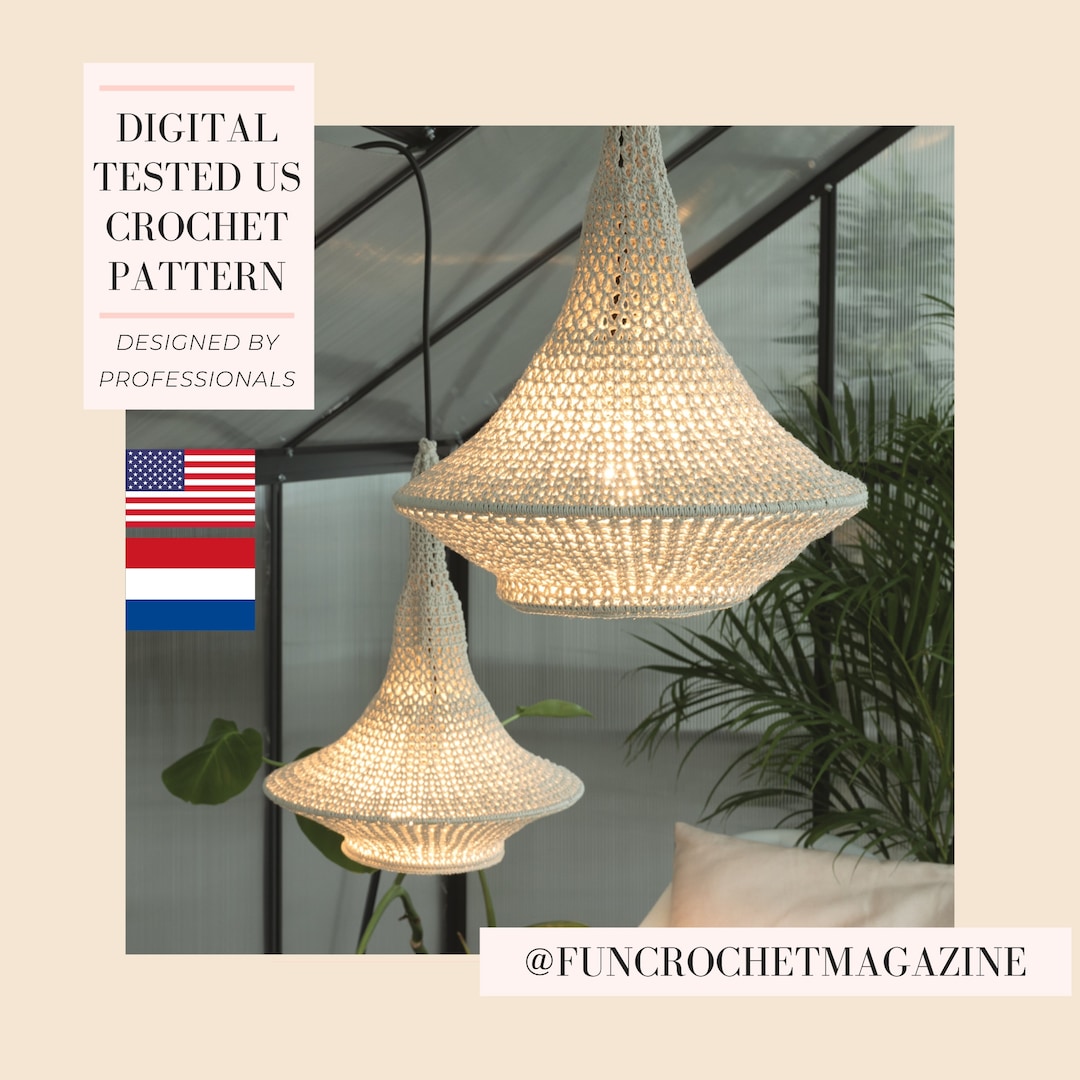 Crochet Pattern for Stunning Rustic Chandelier Lamp, Lampshade, Lantern ...