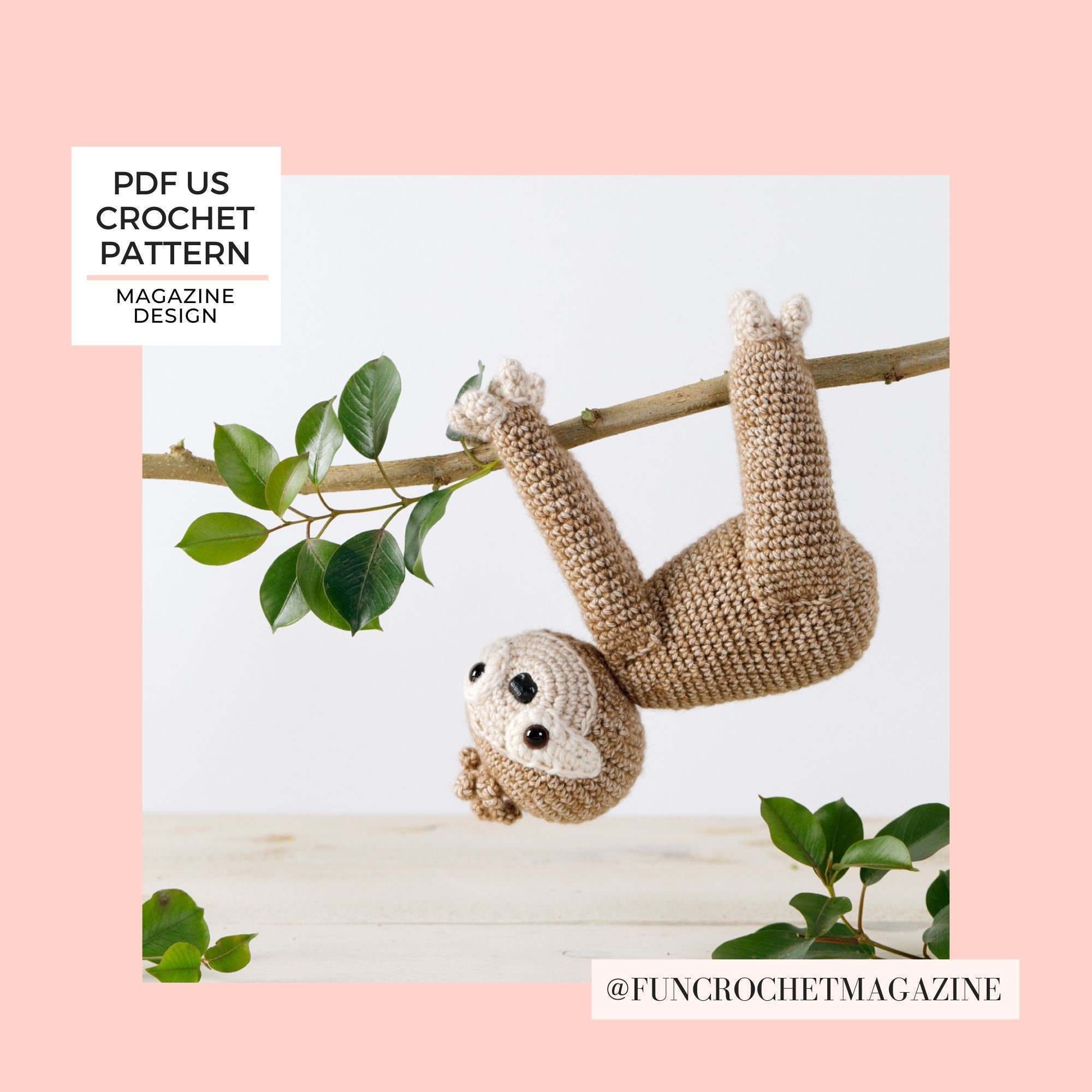 Crochet Pattern Cute Sloth Amigurumi, Sloth Crochet, Amigurumi Sloth ...