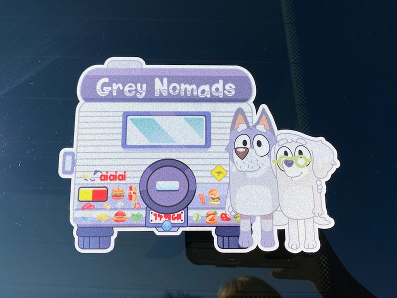 Grey Nomads Bluey Characters With Caravan Car Sticker From - Etsy Ireland
