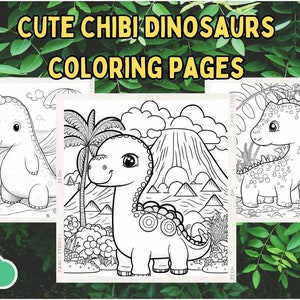 Dinosaur Coloring Pages - 15 Printable Chibi Cute Dinosaurs Coloring ...