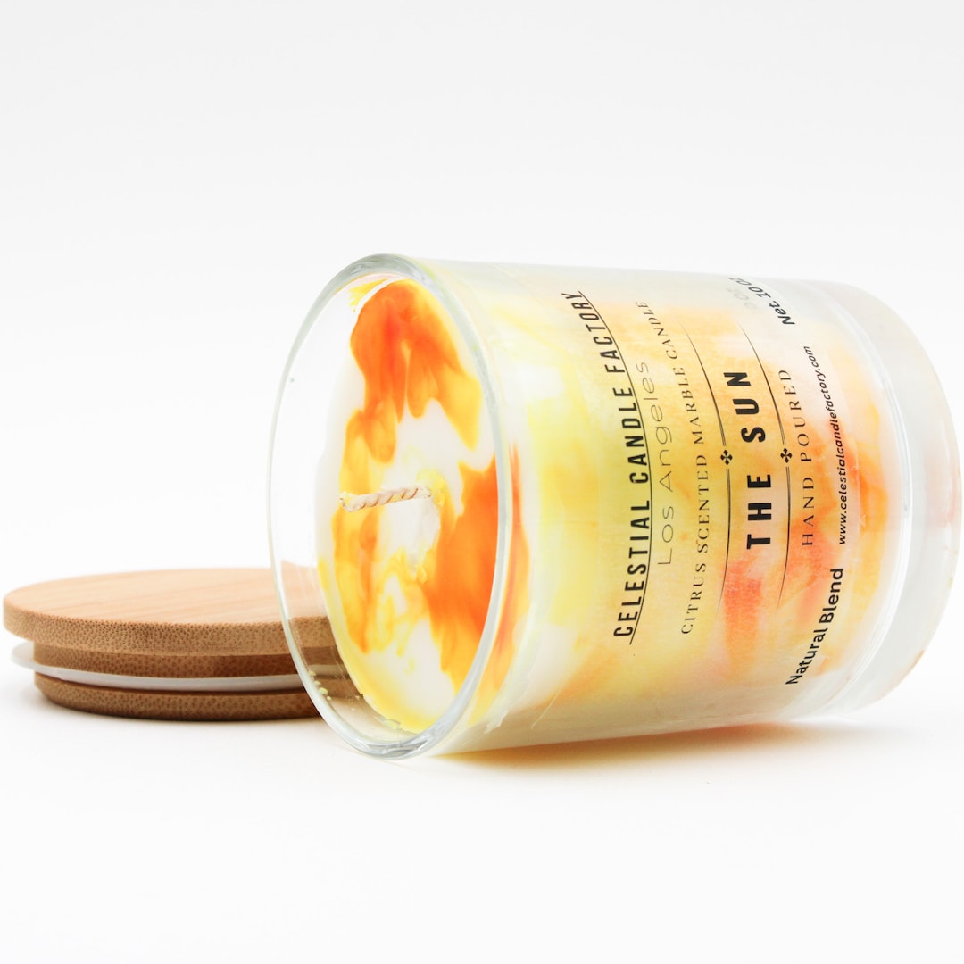Hand Poured 10 Oz Candle Jar, Sunflower Scented Marble Candle - THE SUN ...