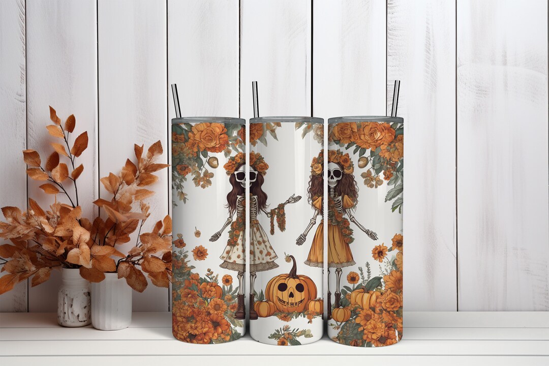Halloween Cottagecore Skeleton Girls Tumbler Wrap, Skeleton Girls, Sublimation Tumbler Design ...