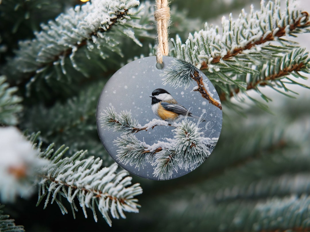 Chickadee Christmas Ornament Sublimation, Bird Christmas Decor ...