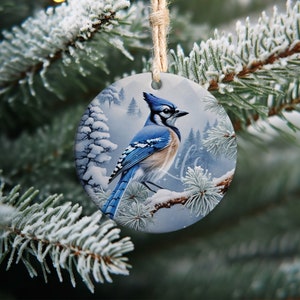 Blue Jay Christmas Ornament Sublimation, Bird Christmas Decor ...