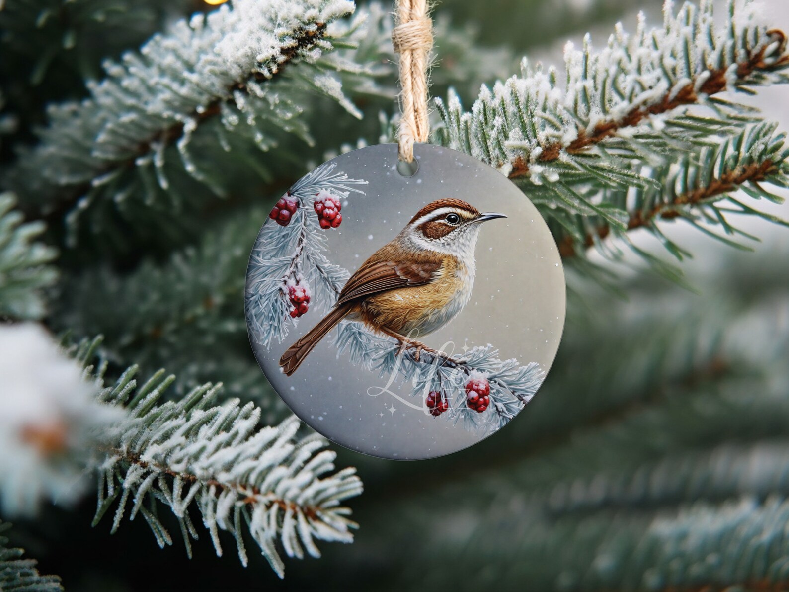 Carolina Wren Christmas Ornament Sublimation, Bird Christmas Decor ...