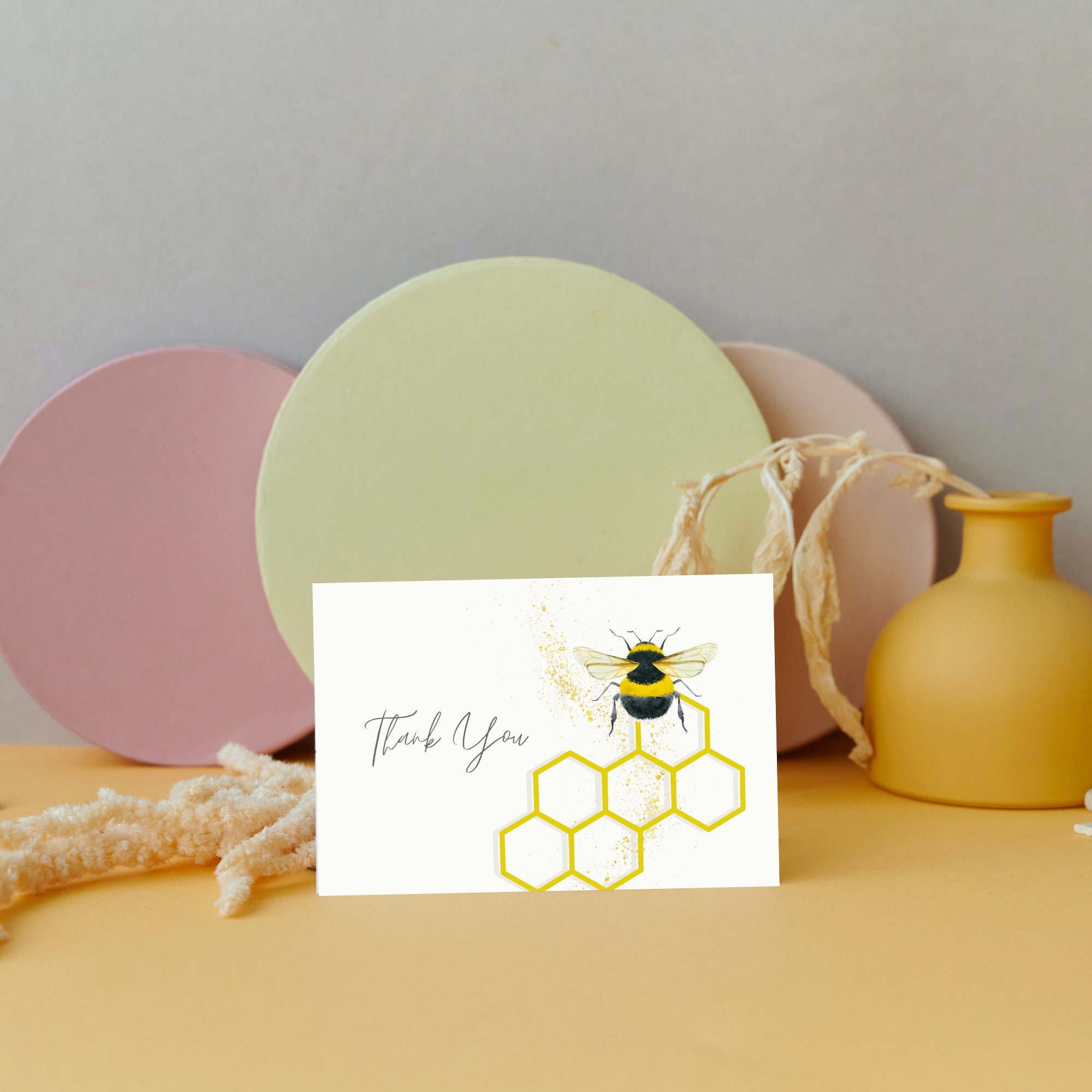 Printable Honeycomb Thank You Card, Bumblebee Pollinator Card, Rustic ...