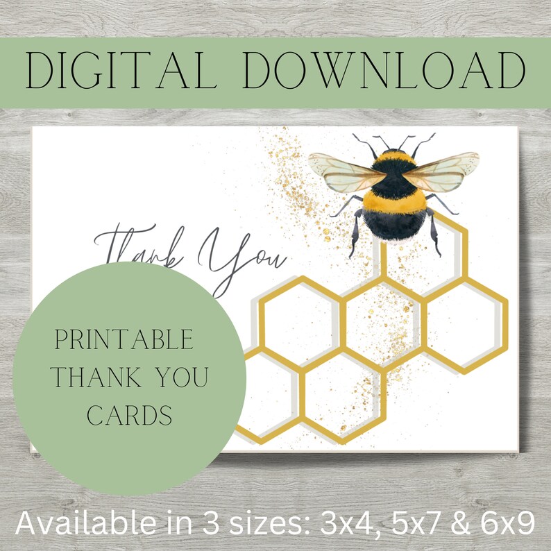Printable Honeycomb Thank You Card Bumblebee Pollinator Card - Etsy