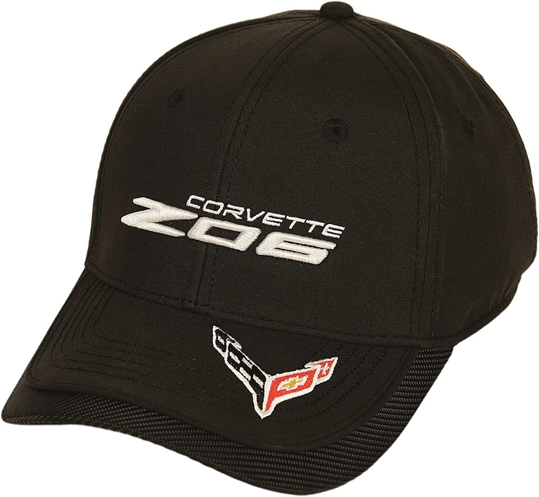C8 Z06 Corvette Carbon Fiber Hat Next Generation Flag Accent Cap Black ...