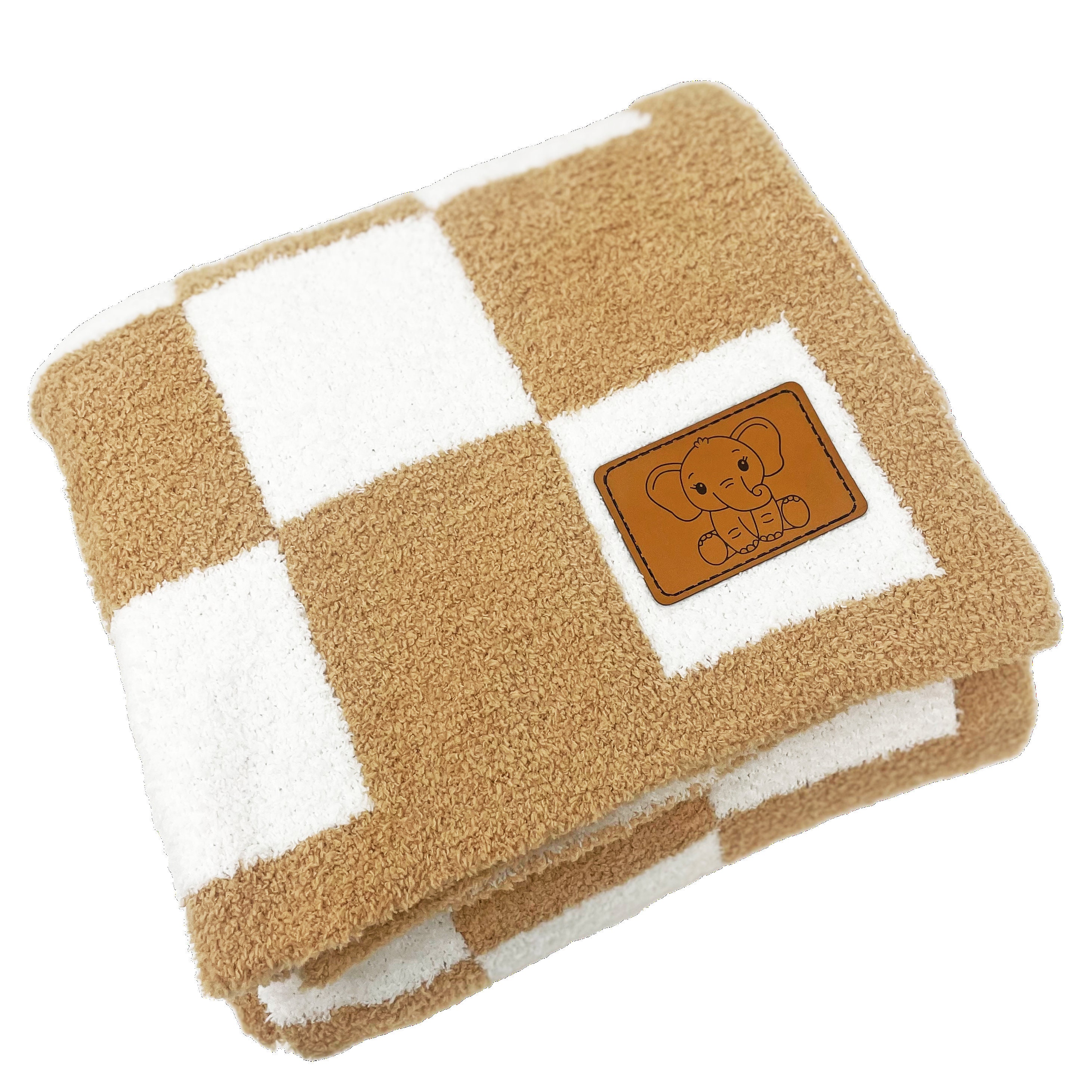 Checkered Baby Blanket Super Soft Knitted Throw 28x40 With Leather ...