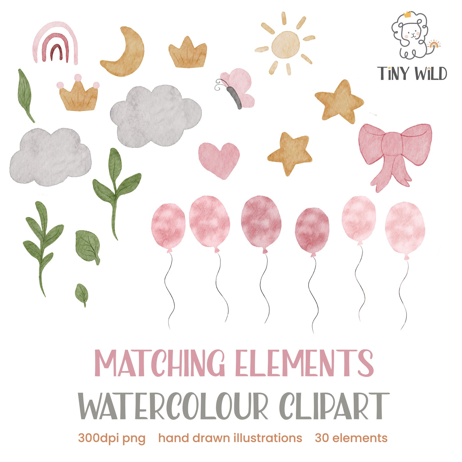 Watercolour Pink Baby Girl Elephant Clip Art Nursery Design for Baby ...