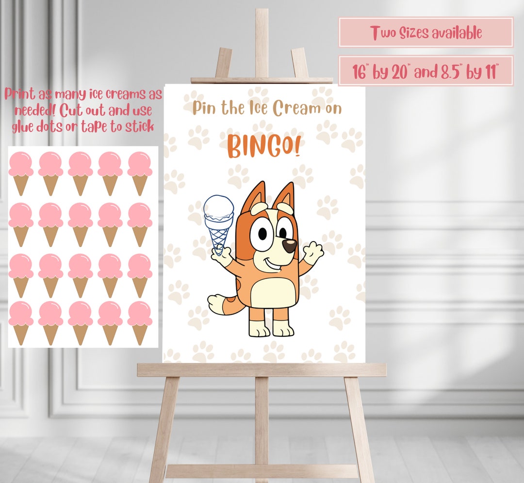 Pin the Tail Bingo, Pin the Ice Cream, Bluey Party, Bluey Theme, Bluey ...
