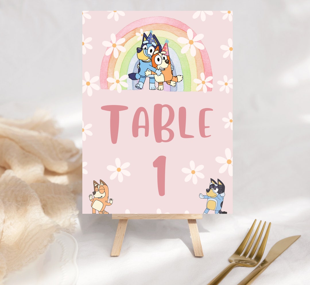 Editable Bluey Table Number Placeholder, Girl Bluey Custom Signs, Dog ...