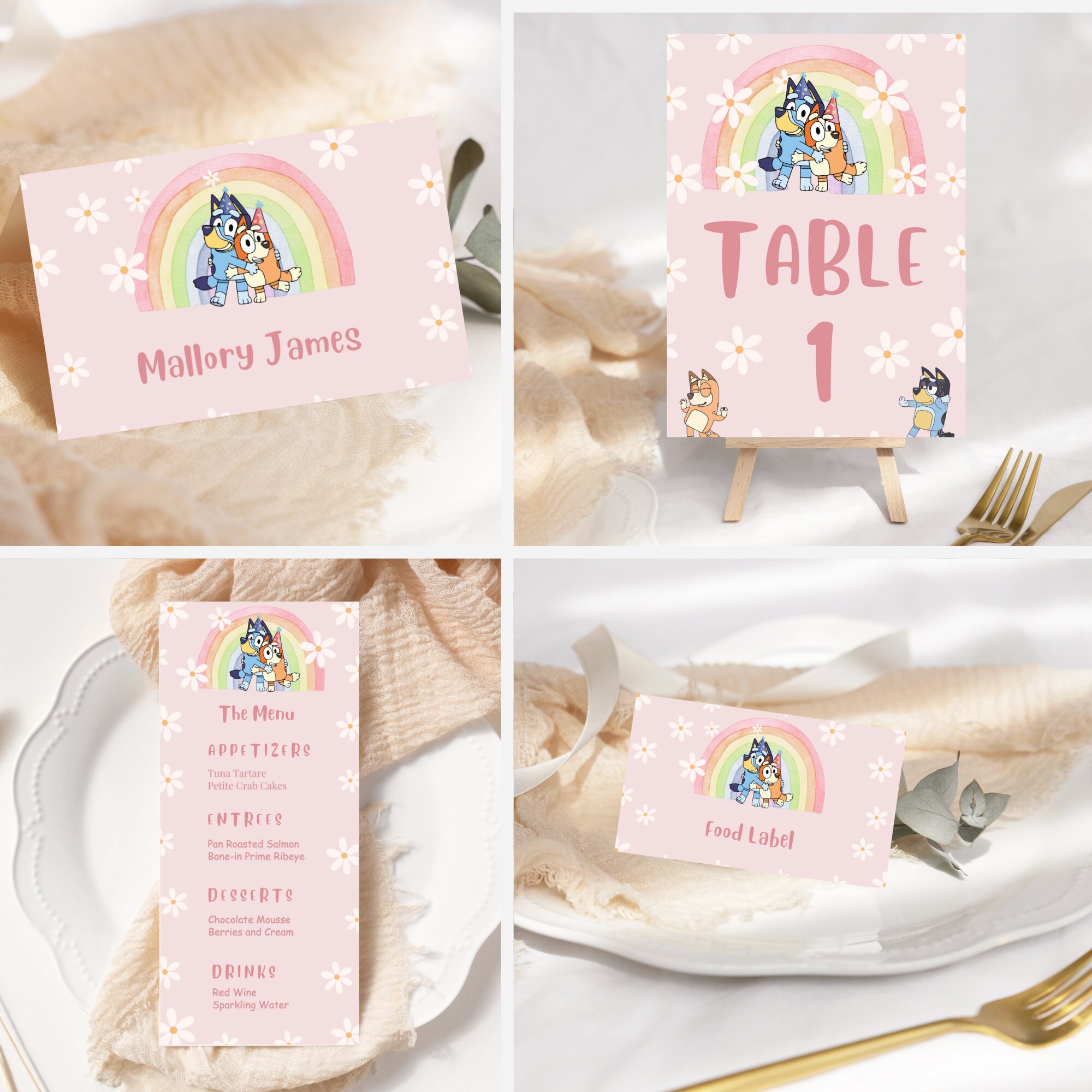 Girl Bluey Birthday Bundle, Printable Girl Bluey Birthday Kit, Editable ...