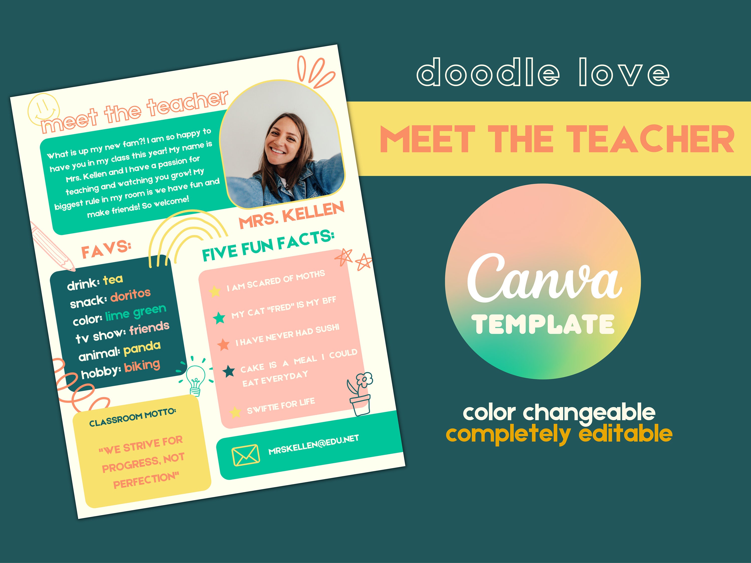 Meet the Teacher / Canva Template / Teacher Canva Template - Etsy
