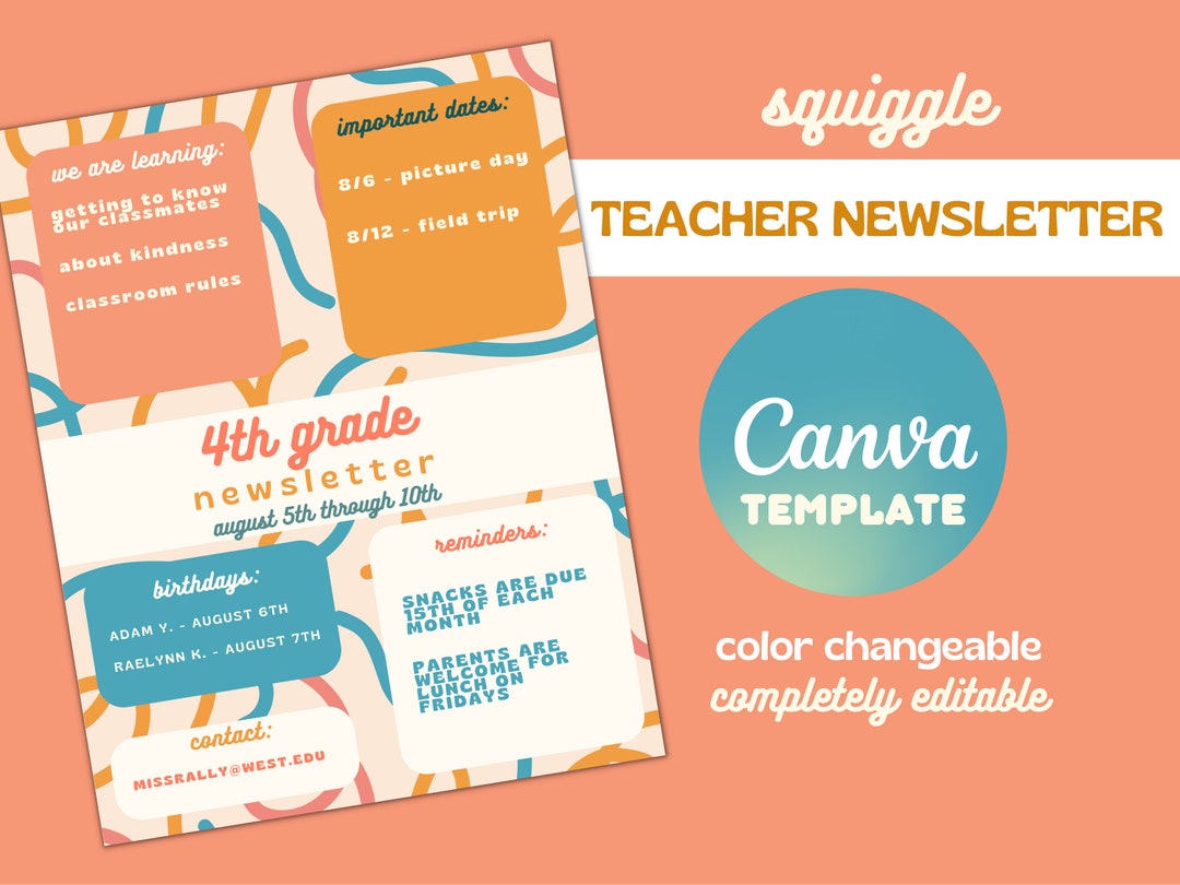Teacher Newsletter / Canva Template / Classroom Newsletter Canva ...