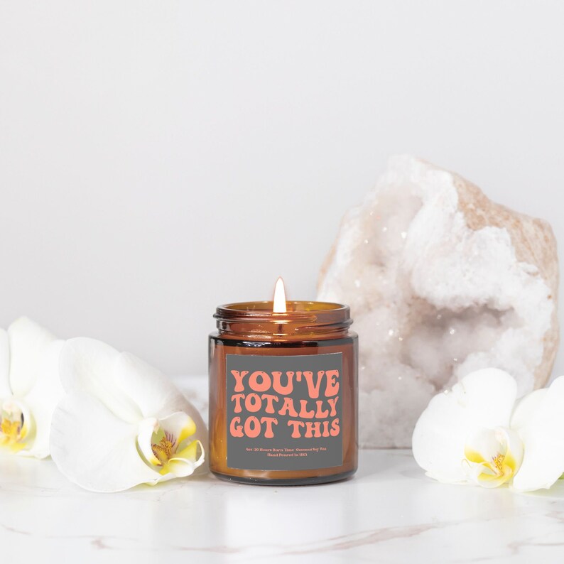 Motivational Candle Amber Jar Candle Gift of Encouragement Candle for Desk Motivation Gift for ...