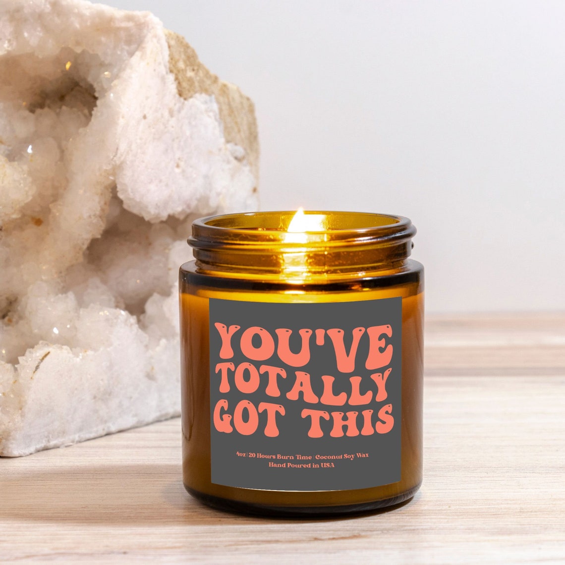 Motivational Candle Amber Jar Candle Gift of Encouragement Candle for Desk Motivation Gift for ...