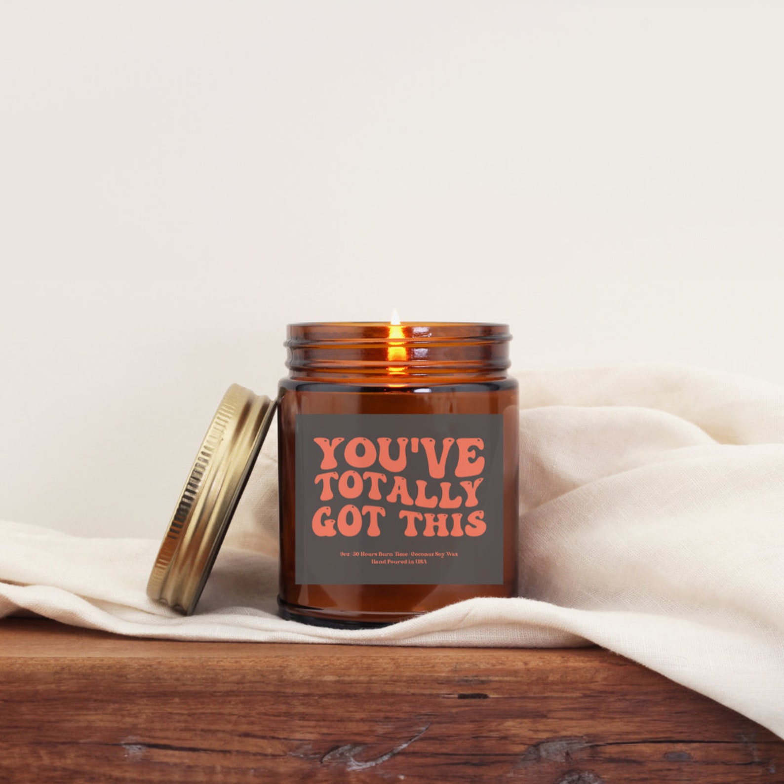 Motivational Candle Amber Jar Candle Gift of Encouragement Candle for Desk Motivation Gift for ...