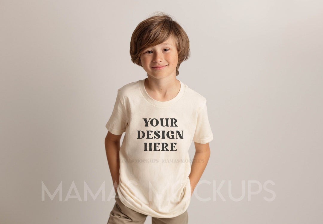 3001Y Natural Kids Mockup, Kids Modeled Tshirt Mockups, Bella Canvas ...
