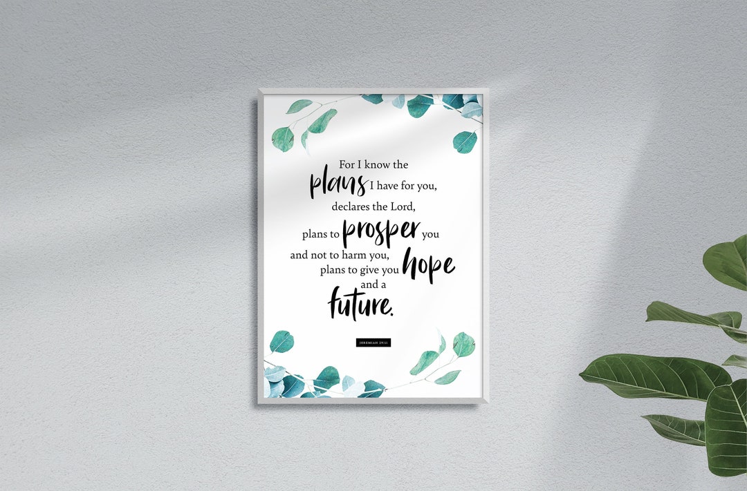 Bible Verse Scripture Poster Plans Prosper Hope Future Joy Christian ...
