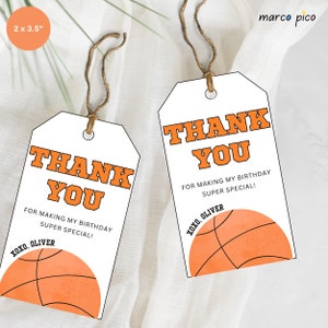 Basketball Themed Party Favors Tags, Basketball Birthday Thank You ...