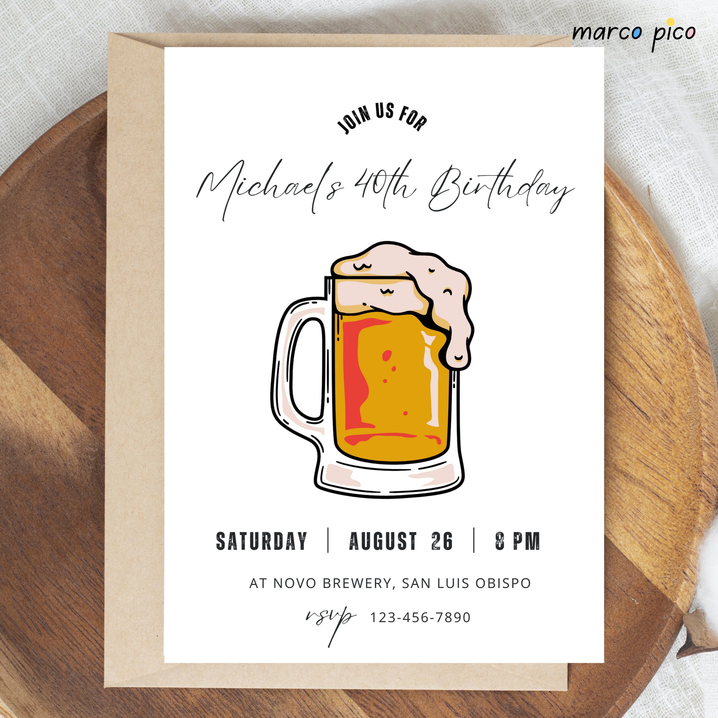 Beer Themed Birthday Invitation Template, Editable Beer Themed Birthday ...