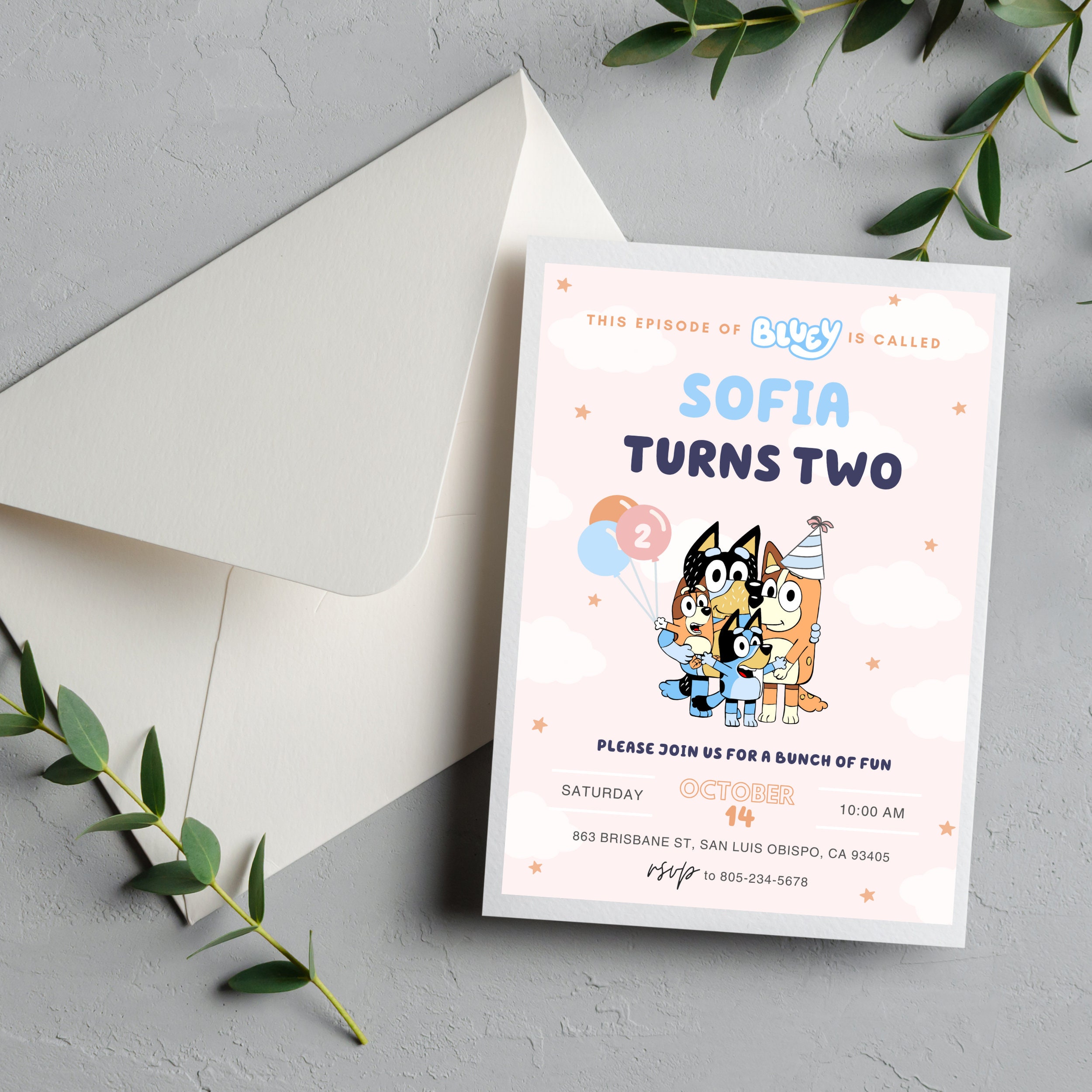 Plantilla de invitación de cumpleaños con temática de Bluey & - Etsy México