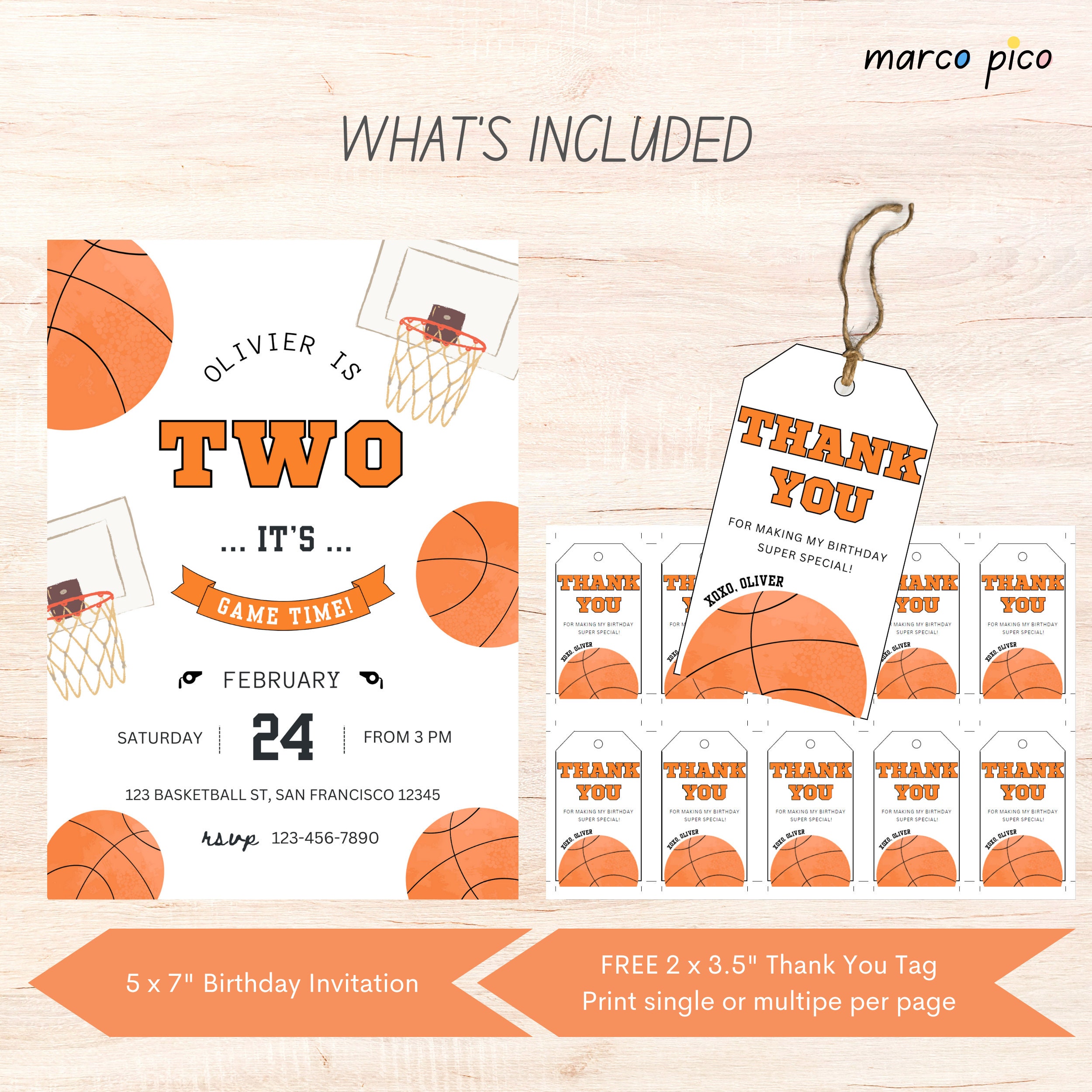 Basketball Themed Birthday Invitation Template, Editable Basketball ...