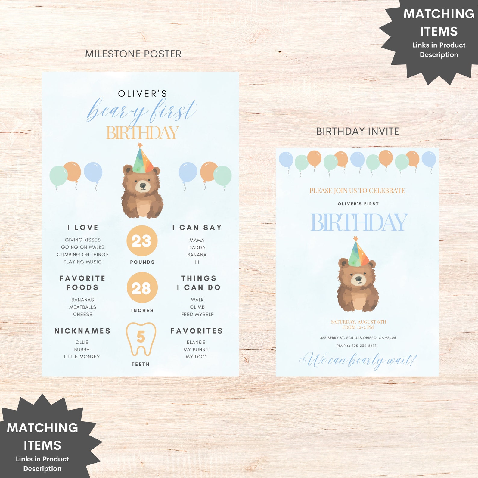 Teddy Bear Birthday Milestone Poster Template, Bear Birthday Milestone ...